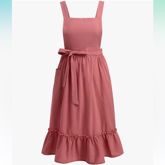 Dresses | Frill Women Apron Cotton Cross Back Vintage Ruffle Garden ...